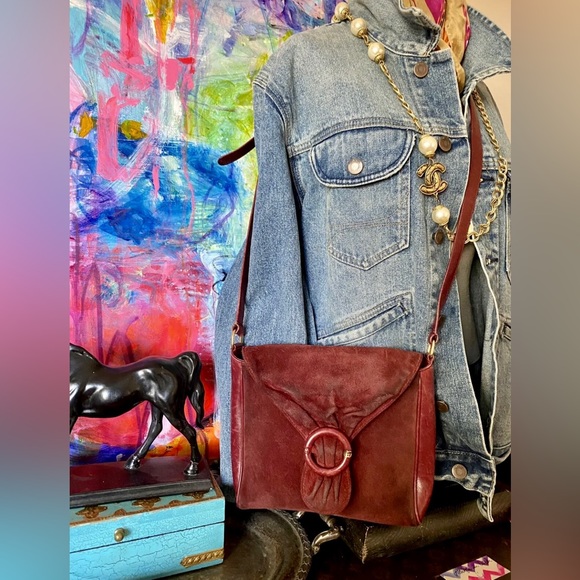 Gucci | Bags | Very Vintage Gucci Maroon Suede Shoulder Bag Purse ...